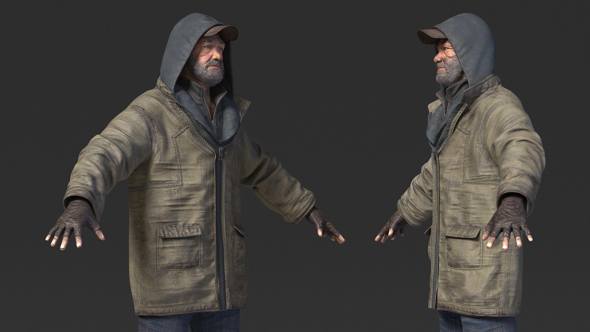 3D Model Homeless Old Man Rigged For Maya - TurboSquid 2302651