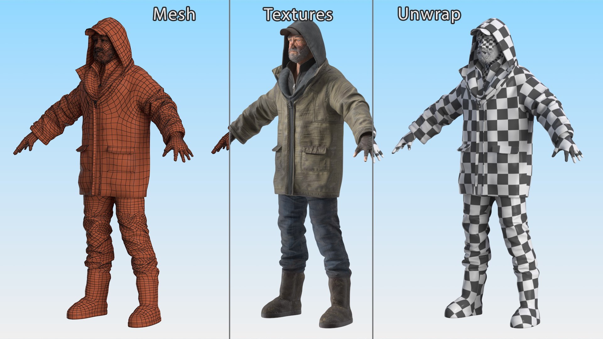 3D Model Homeless Old Man Rigged For Maya - TurboSquid 2302651