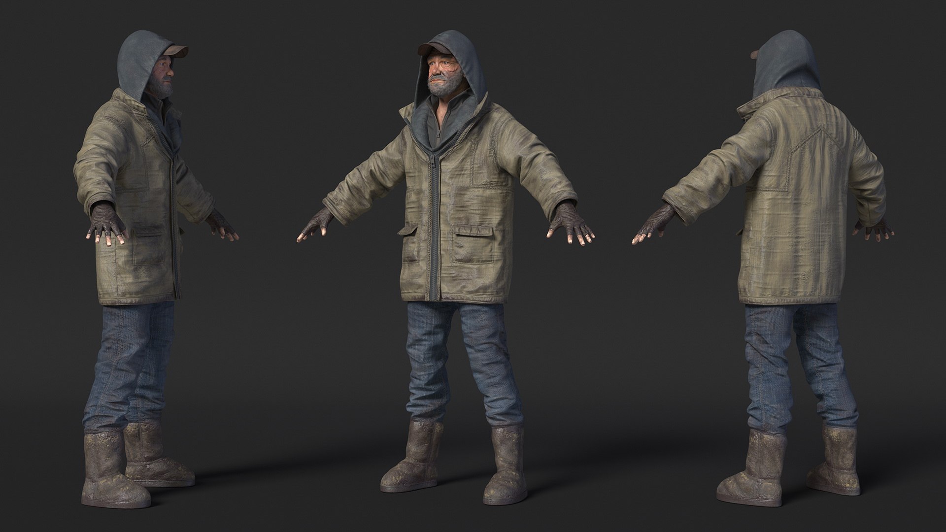 3D Model Homeless Old Man Rigged For Maya - TurboSquid 2302651