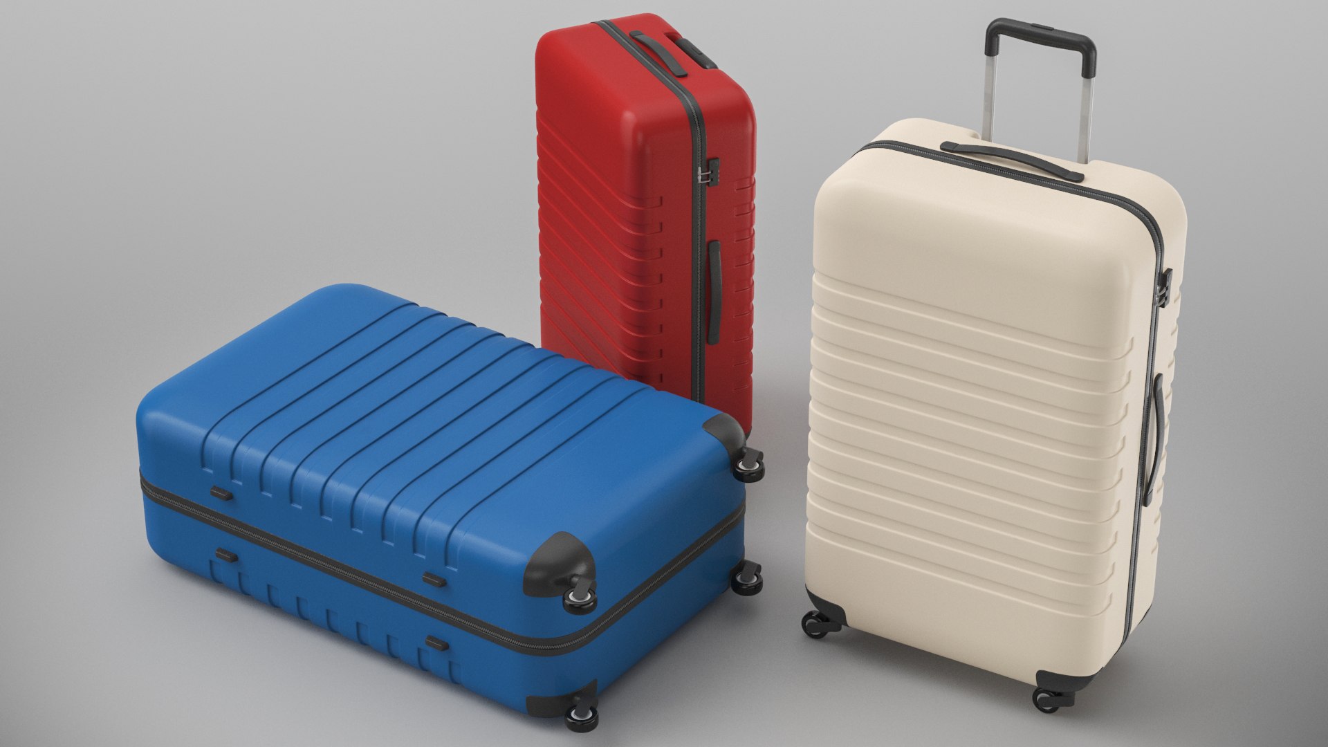 3D Trolley Suitcase Set - TurboSquid 1782543