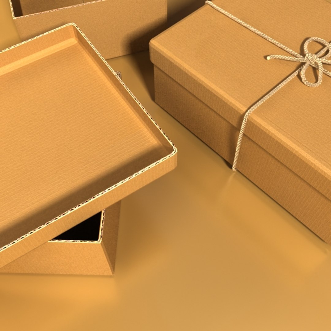photorealistic cardboard box rope 3d max