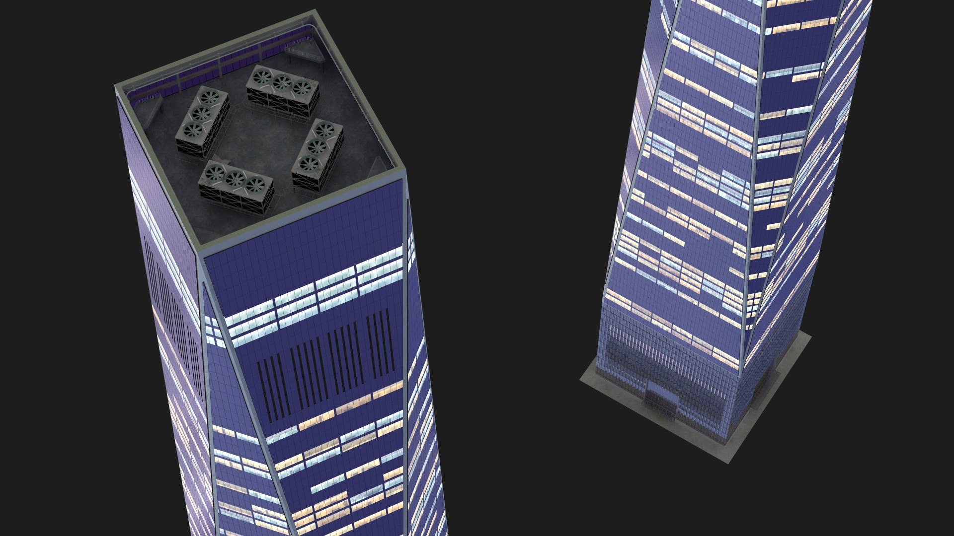 Modern Skyscraper Night Glow 3D Model - TurboSquid 1788434
