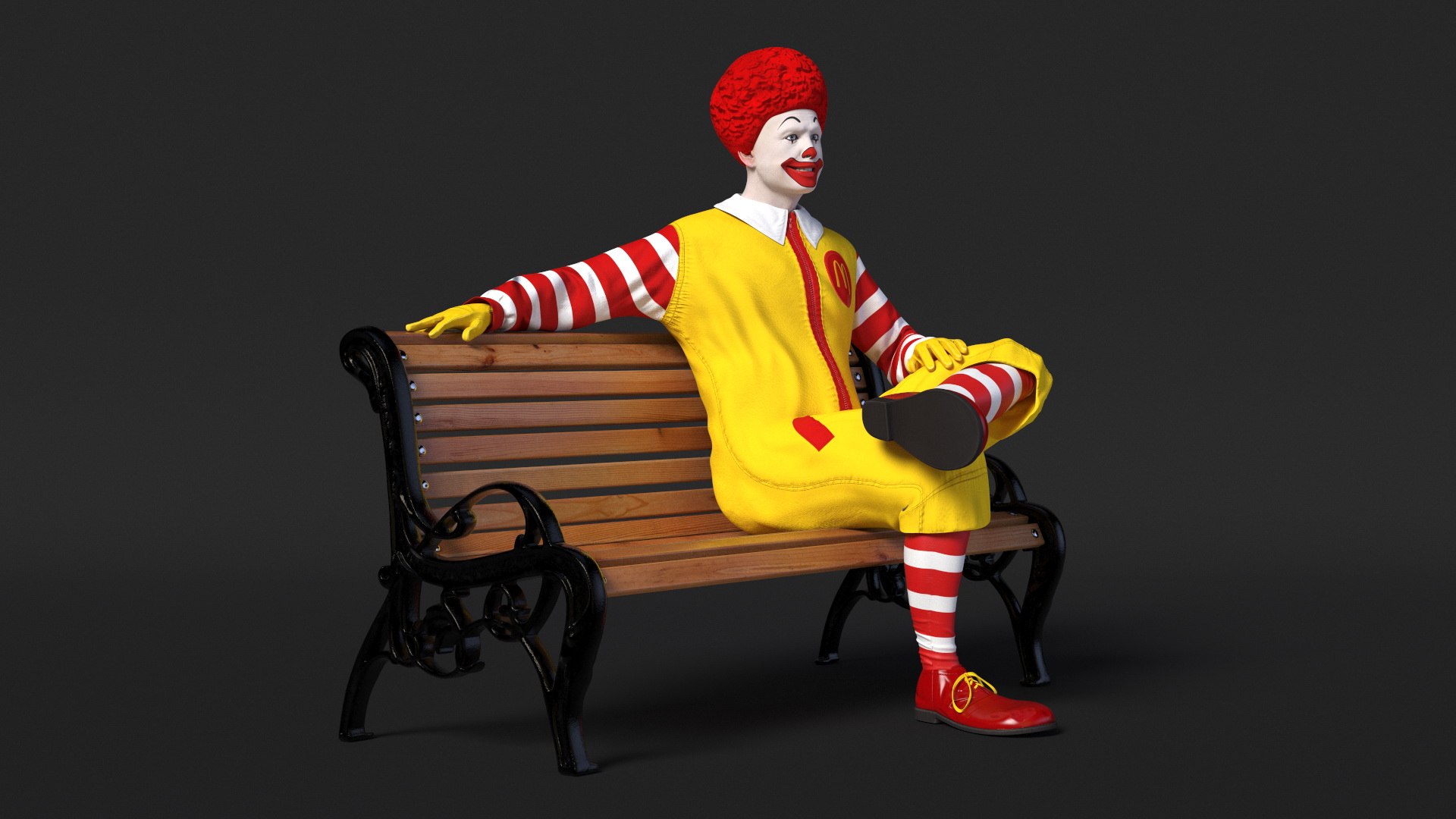 McDonalds Clown Bench Sitting Pose 3D Model - TurboSquid 2337701