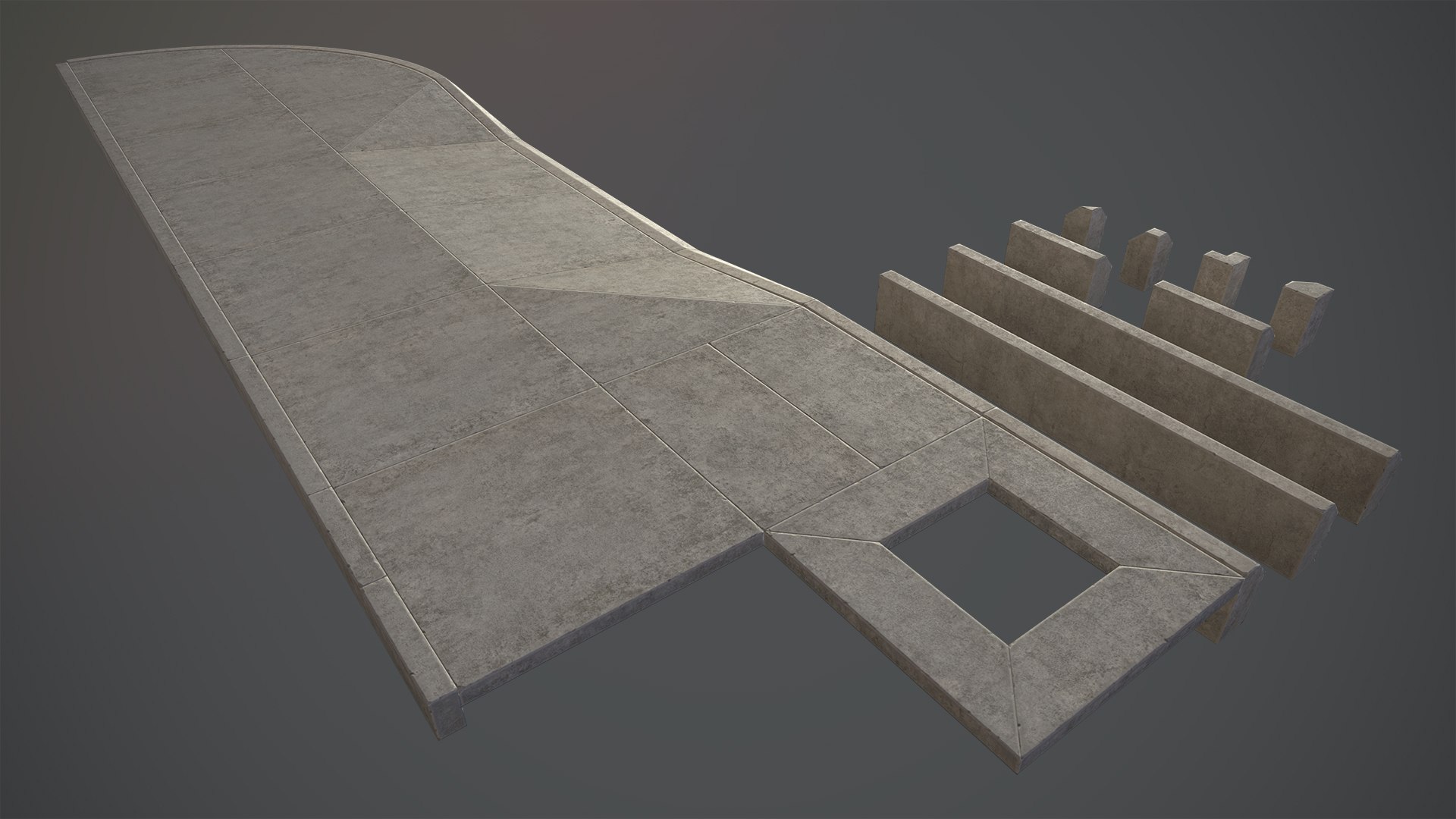 3D Modular Set Sidewalk - - TurboSquid 1371553