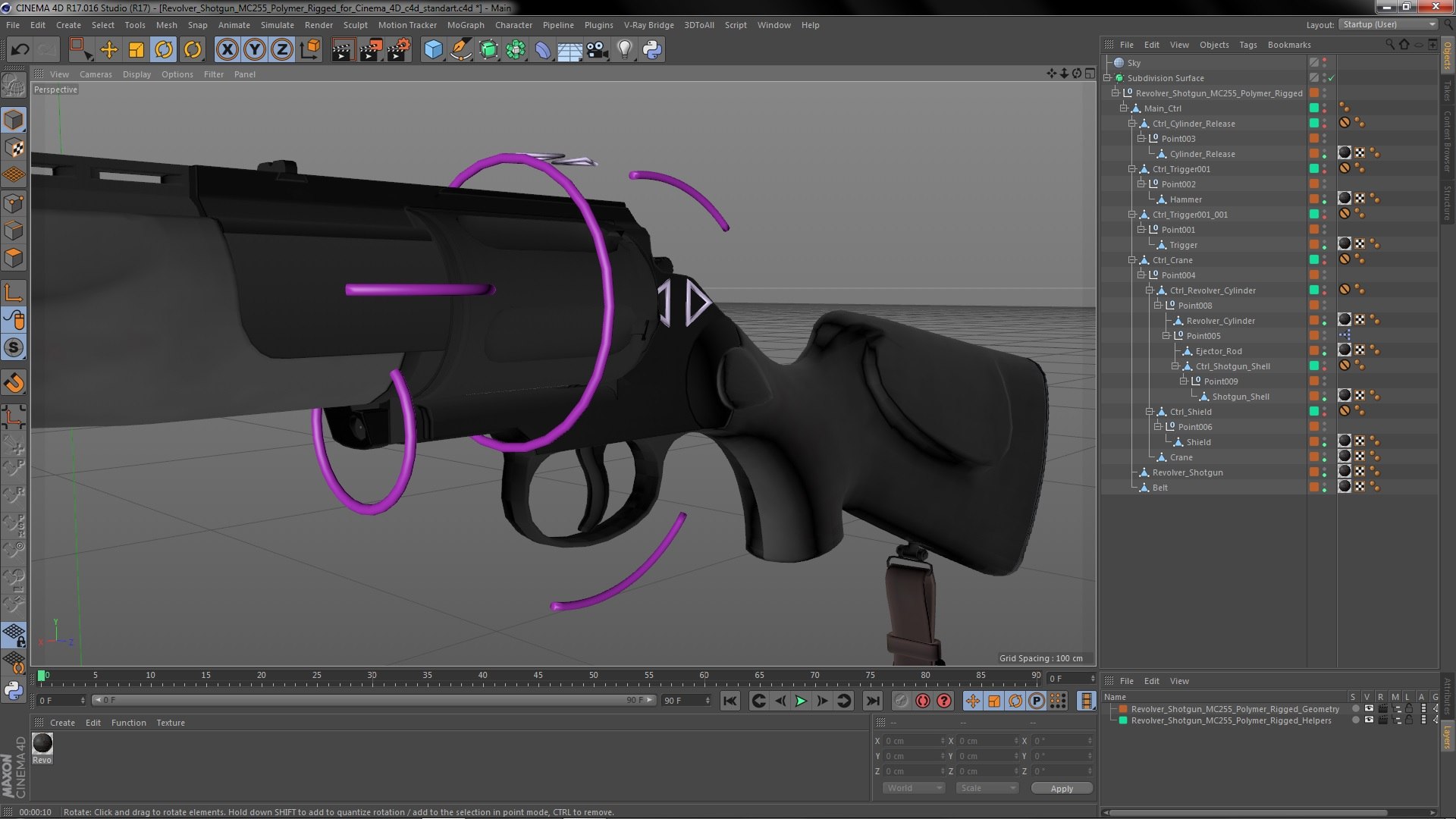 3D Revolver Shotgun MC255 Polymer Rigged For Cinema 4D Model - TurboSquid 2089069