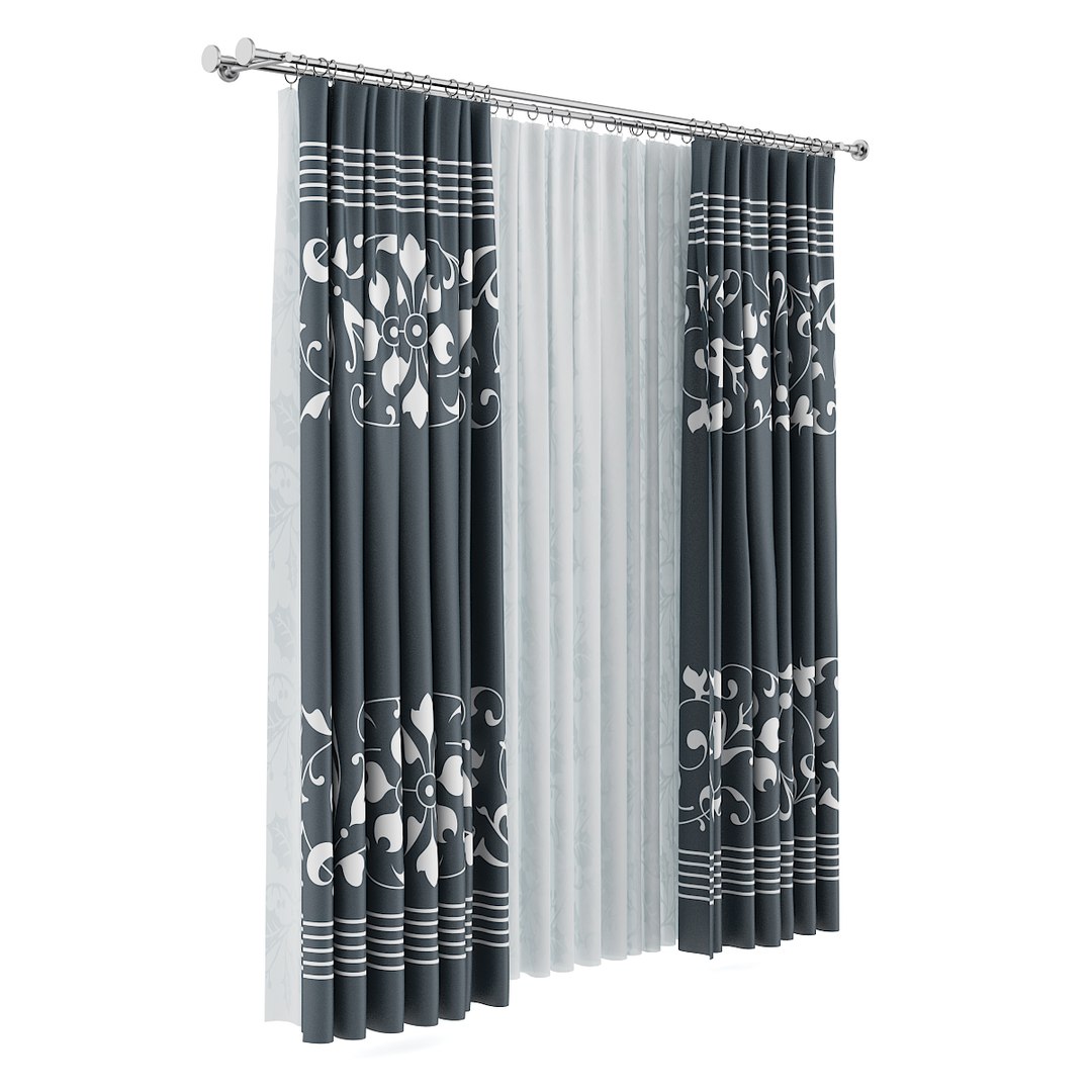 white curtains 3d model