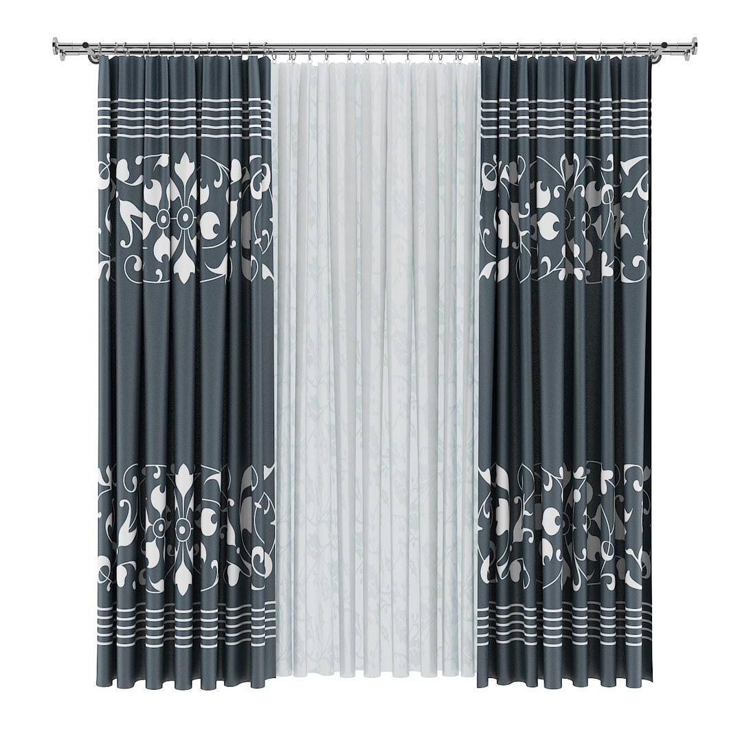 white curtains 3d model