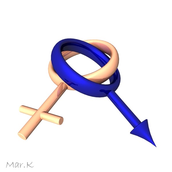 male female gender symbols 3d obj