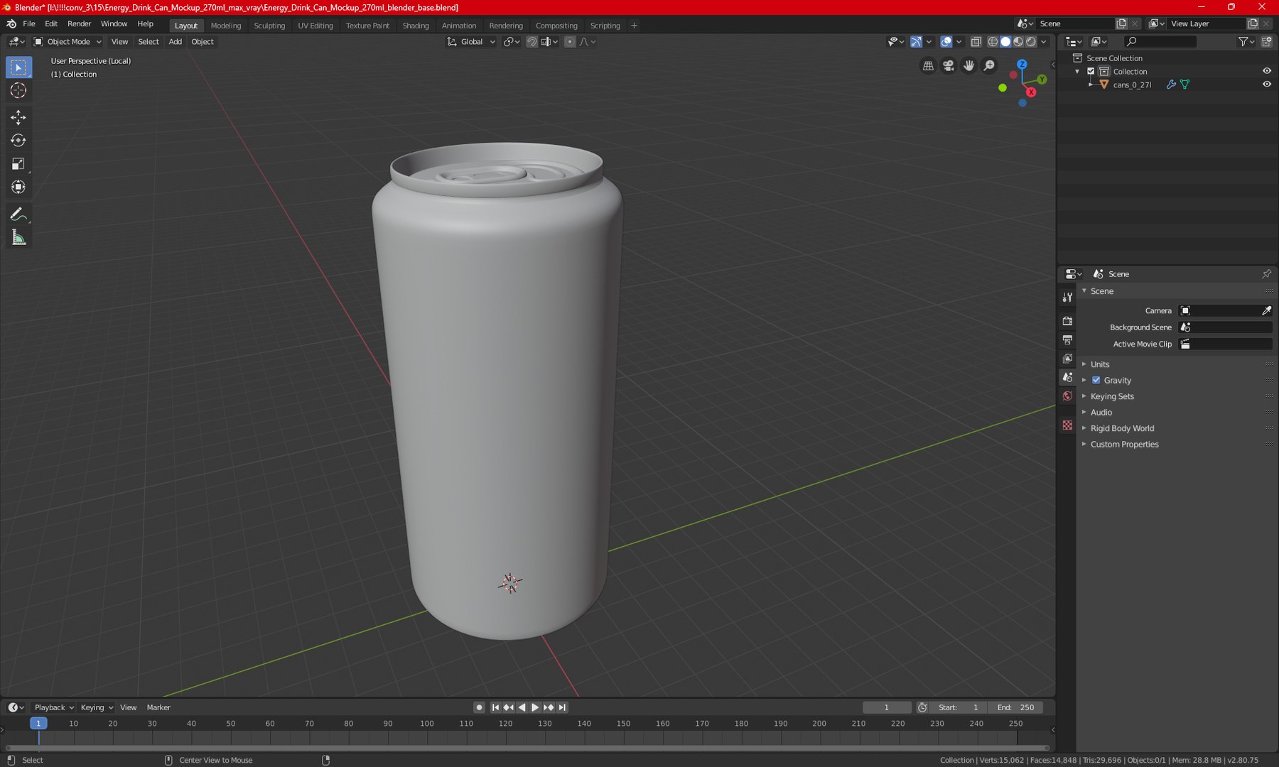3D Energy Drink Can Mockup 270ml Model - TurboSquid 2055947