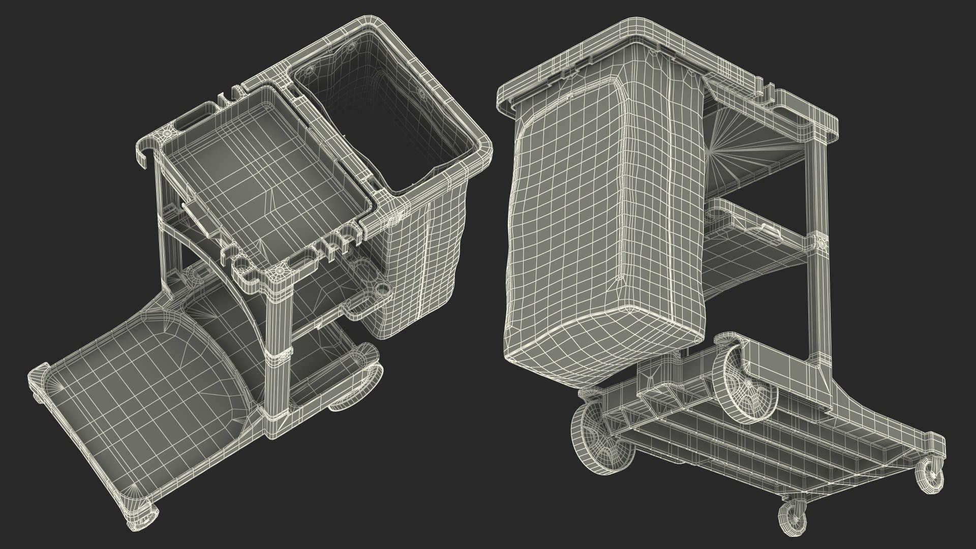 3D multi shelf cleaning cart - TurboSquid 1626374