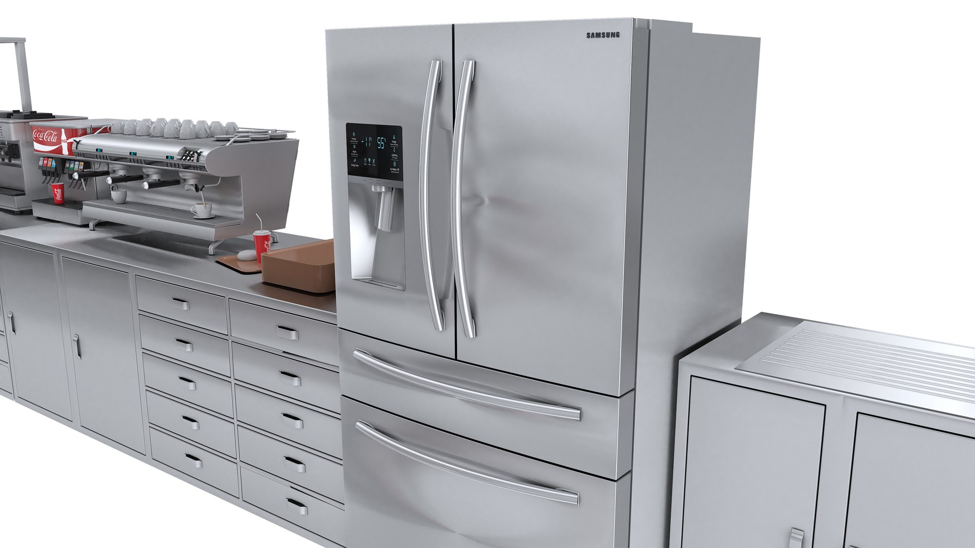 Restaurant Cafe Kitchen Equipment With Utensils 3D Model - TurboSquid ...