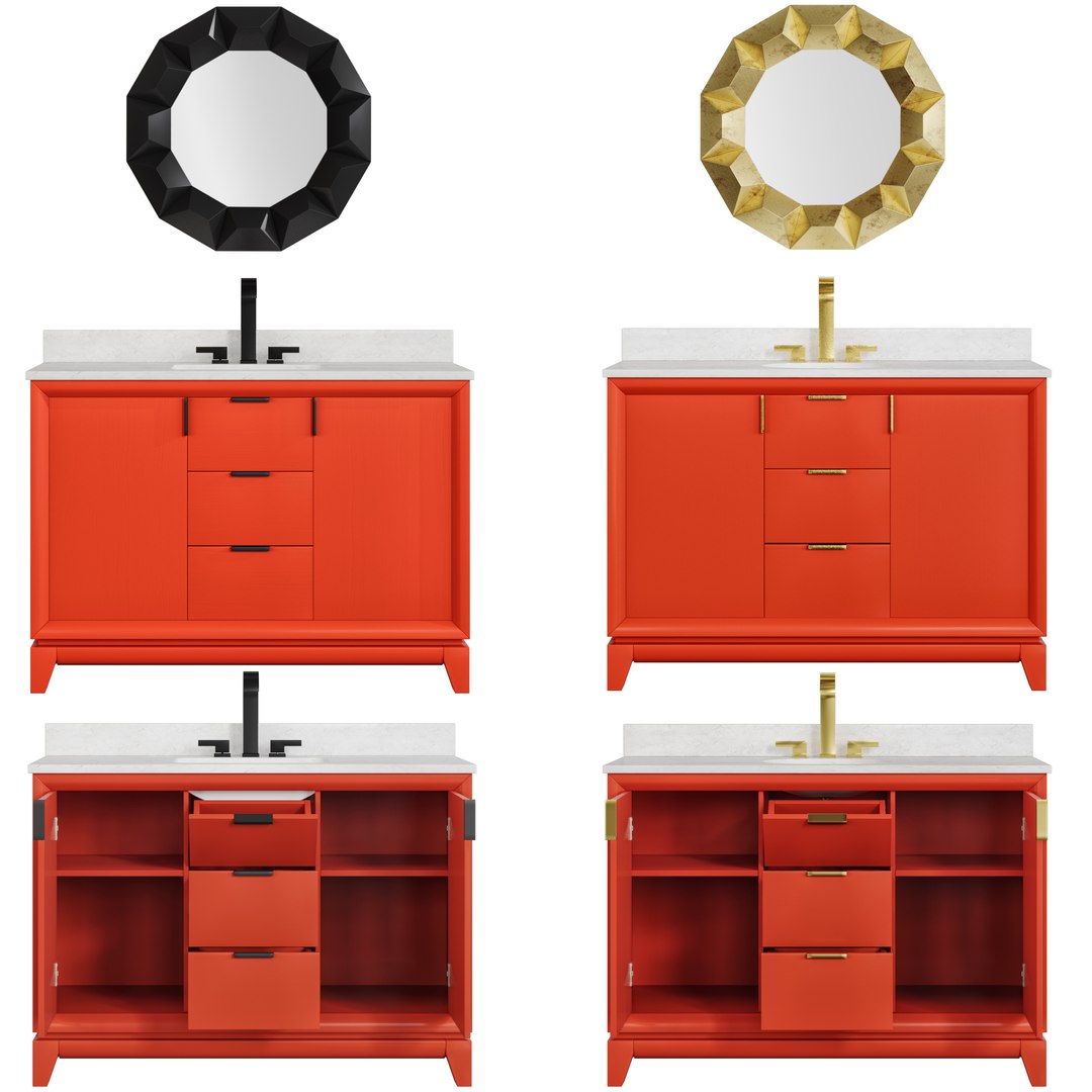 Talyn 48 Burnt Orange Vanity Cabinet Model - TurboSquid 2187614