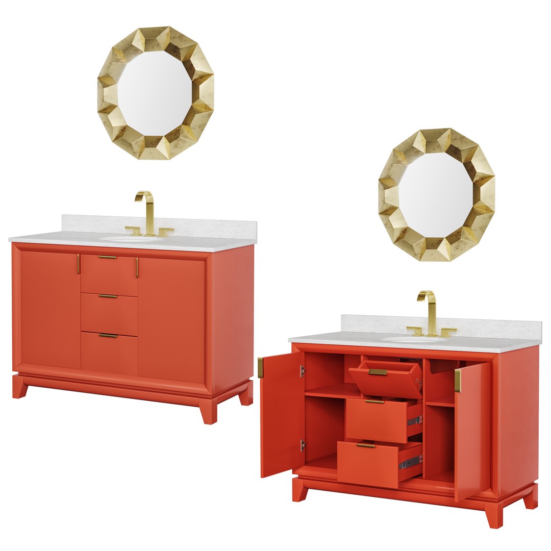 Talyn 48 Burnt Orange Vanity Cabinet Model - TurboSquid 2187614