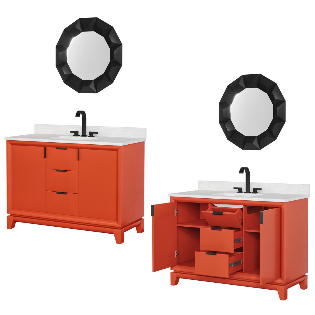 Talyn 48 Burnt Orange Vanity Cabinet Model - TurboSquid 2187614
