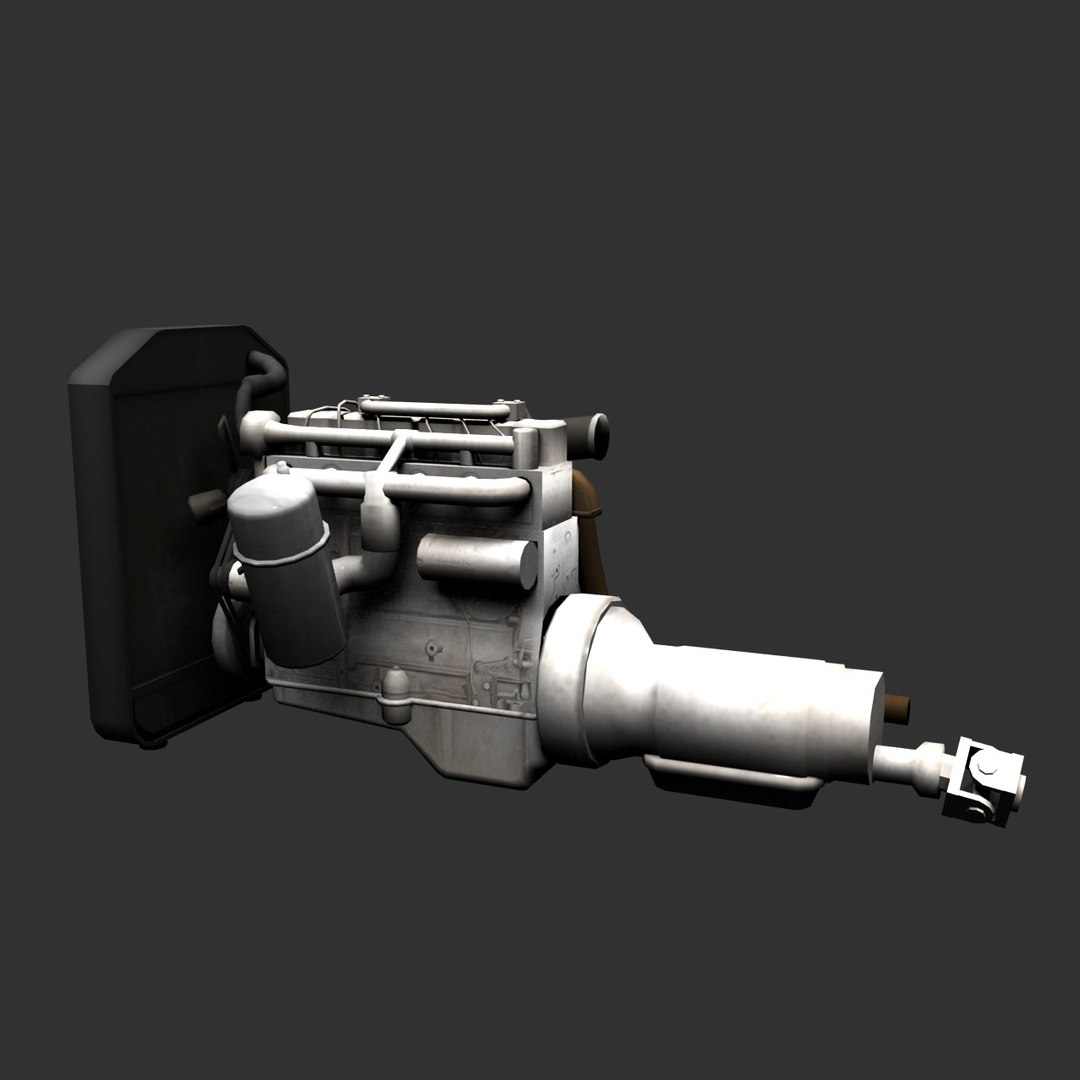 3d Low-poly Truck Engine Model