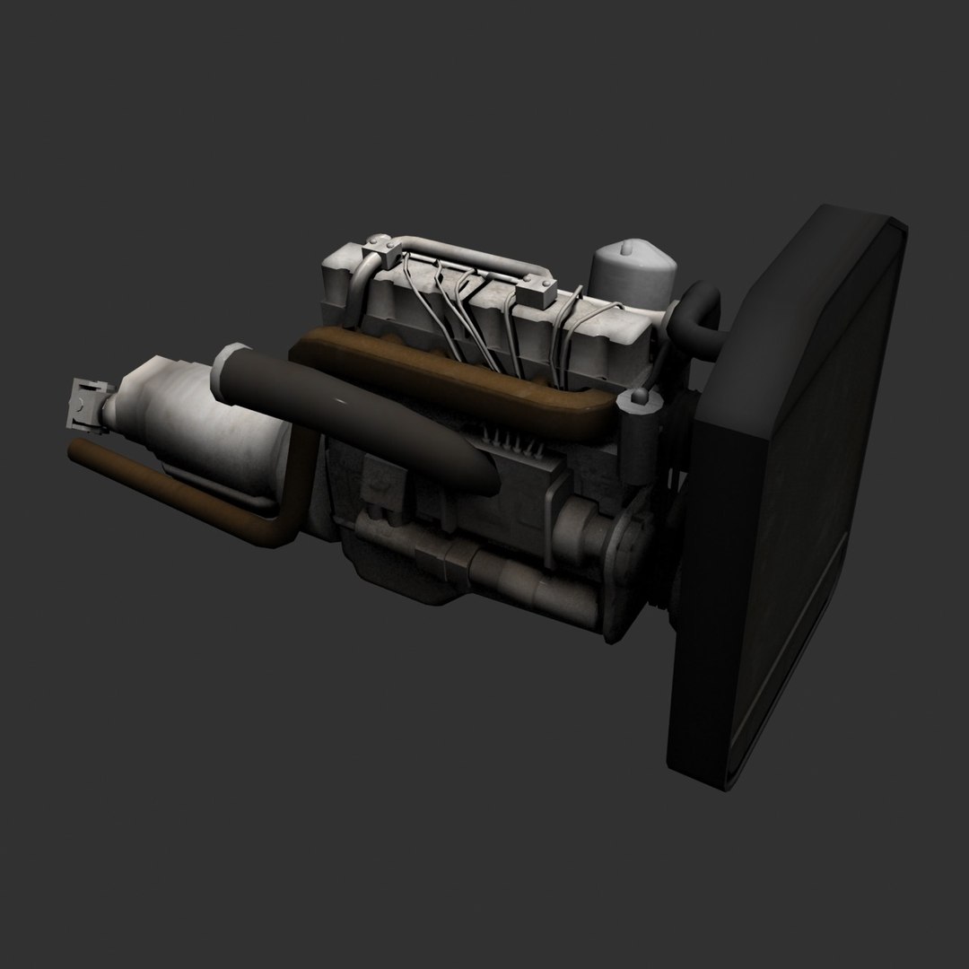 3d Low-poly Truck Engine Model