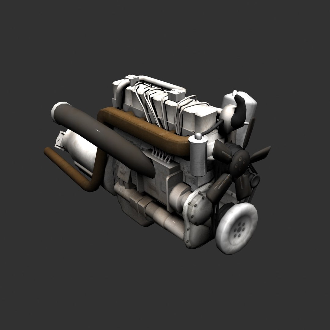 3d Low-poly Truck Engine Model