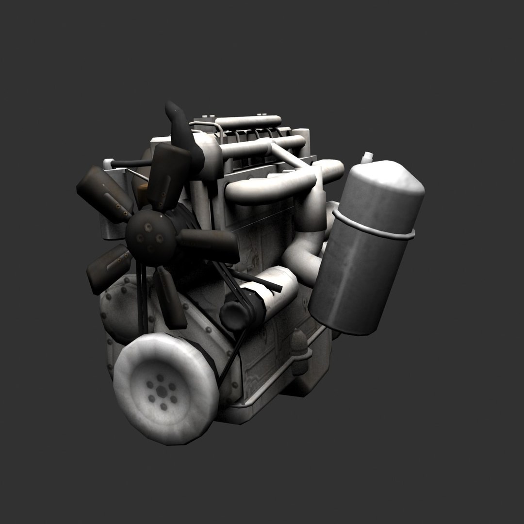 3d Low-poly Truck Engine Model