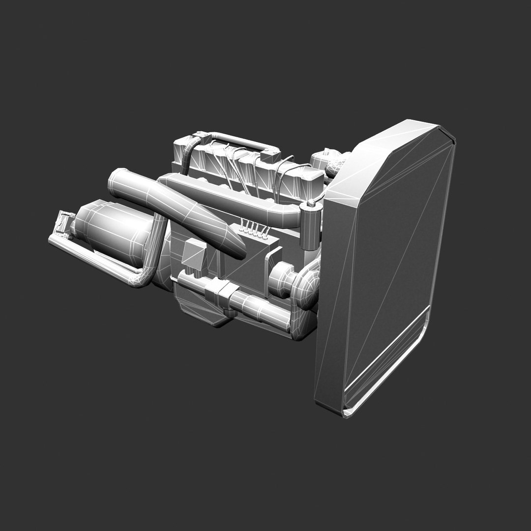 3d Low-poly Truck Engine Model