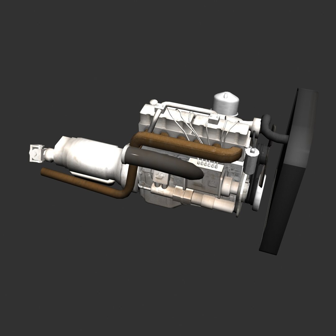 3d Low-poly Truck Engine Model