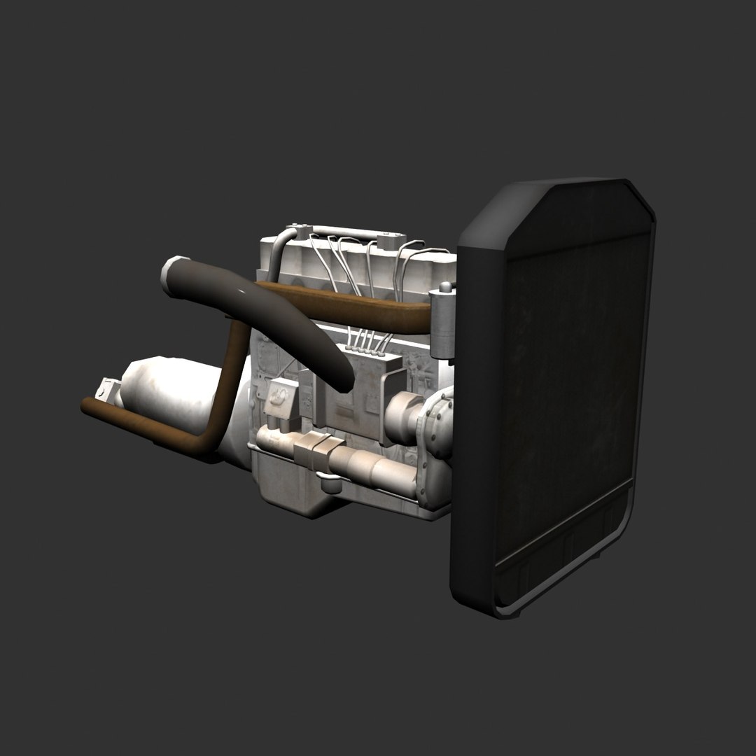 3d Low-poly Truck Engine Model