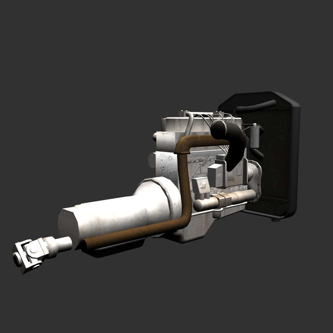 3d Low-poly Truck Engine Model