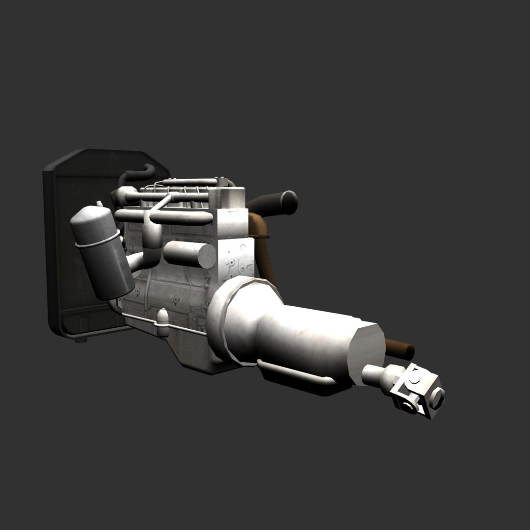 3d Low-poly Truck Engine Model