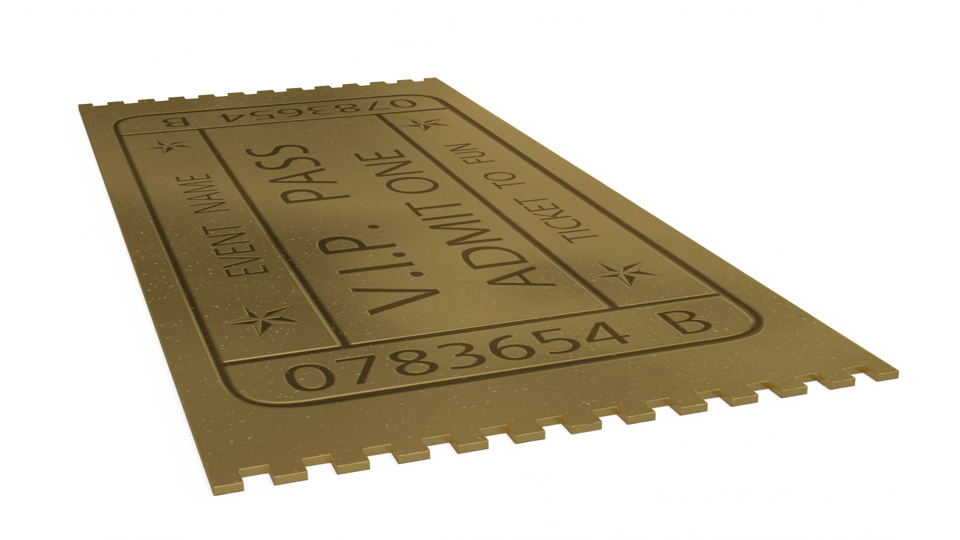 3D VIP Event Admission Golden Ticket - TurboSquid 2238352