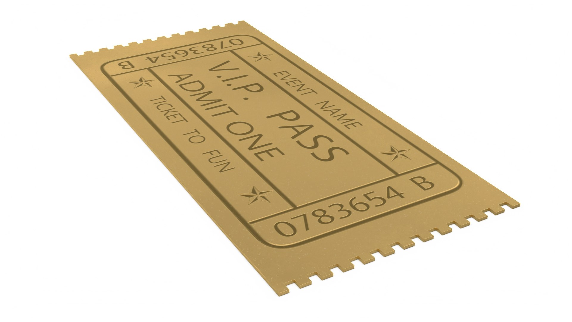 3D VIP Event Admission Golden Ticket - TurboSquid 2238352