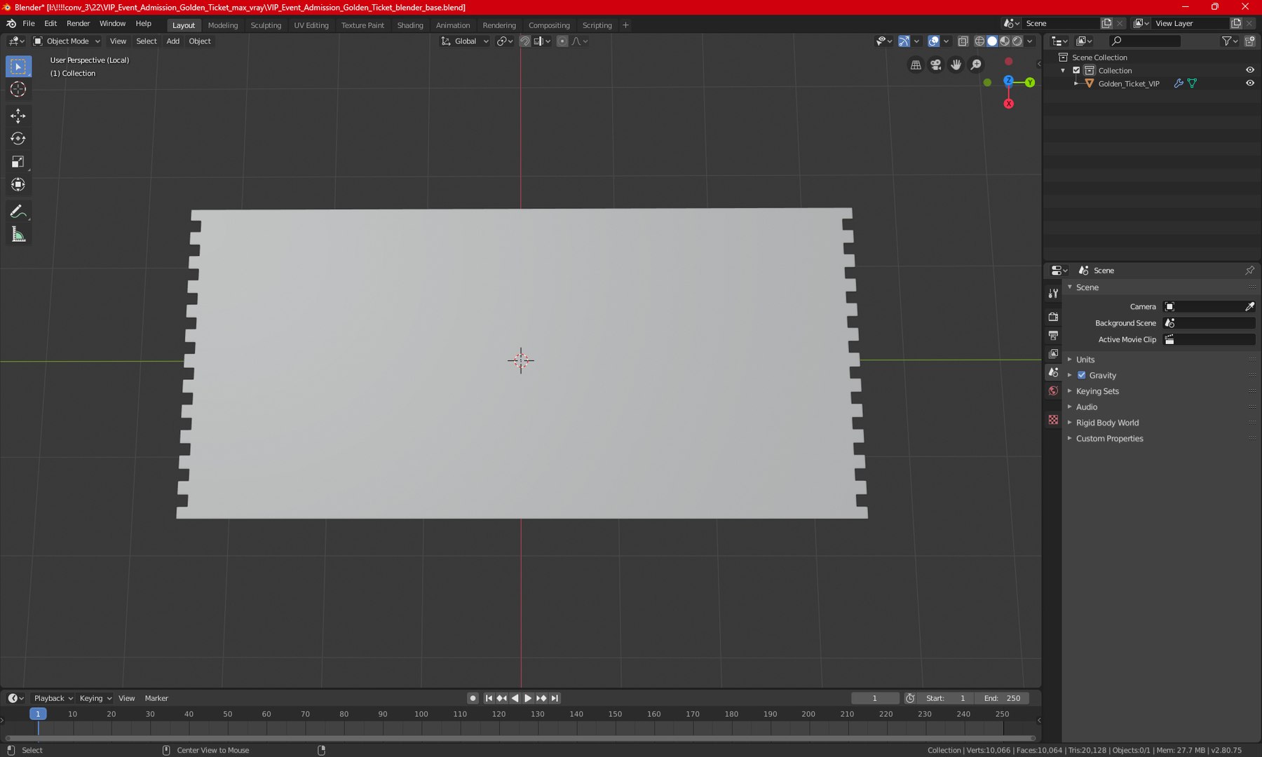 3D VIP Event Admission Golden Ticket - TurboSquid 2238352
