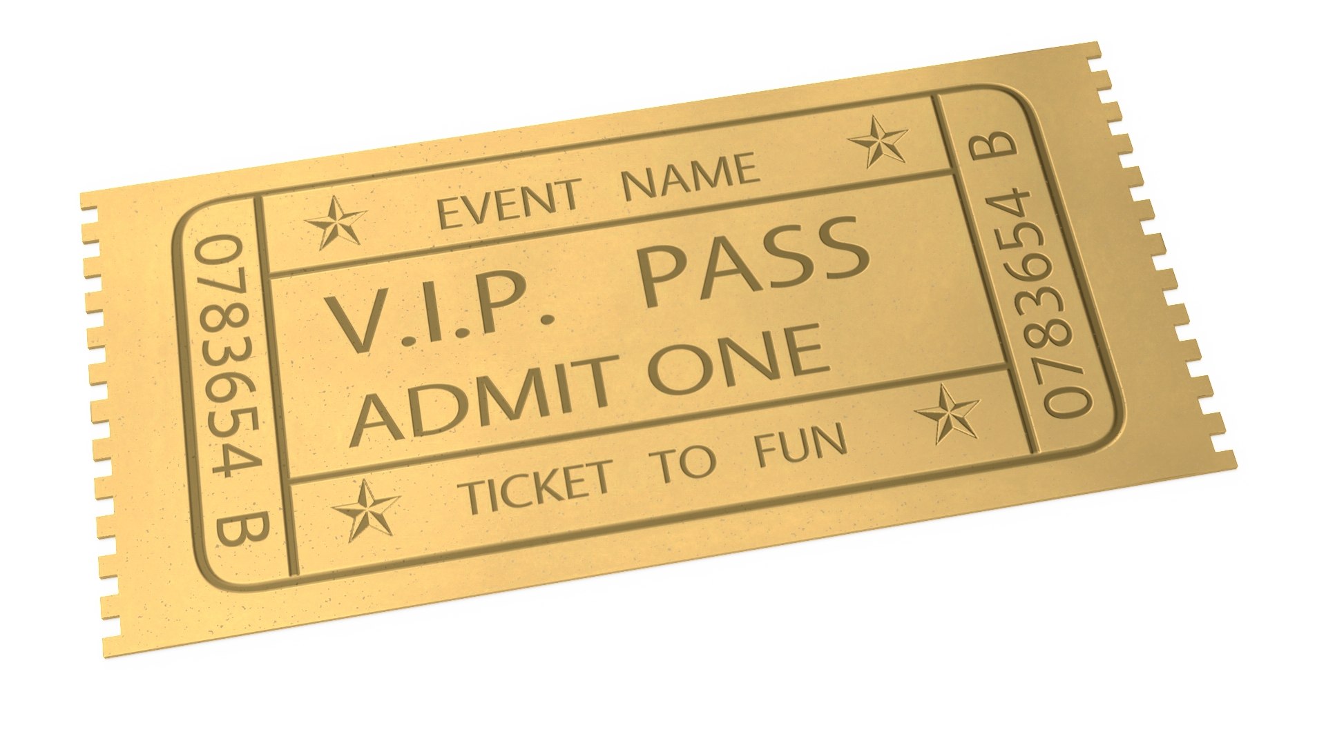 3D VIP Event Admission Golden Ticket - TurboSquid 2238352