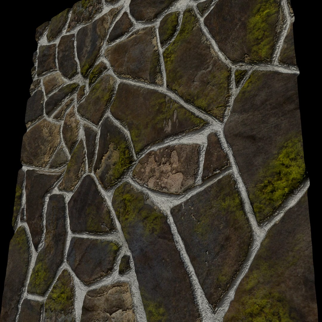 3d Model Mossy Stone Wall Ground Tiles