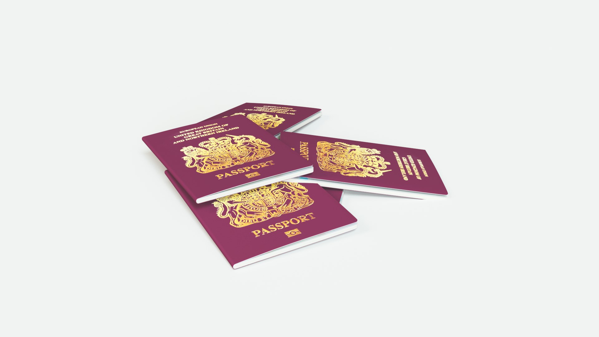 Passport Stack 2 - UK Red - Simple drag and drop texture - 3D Assets 3D ...