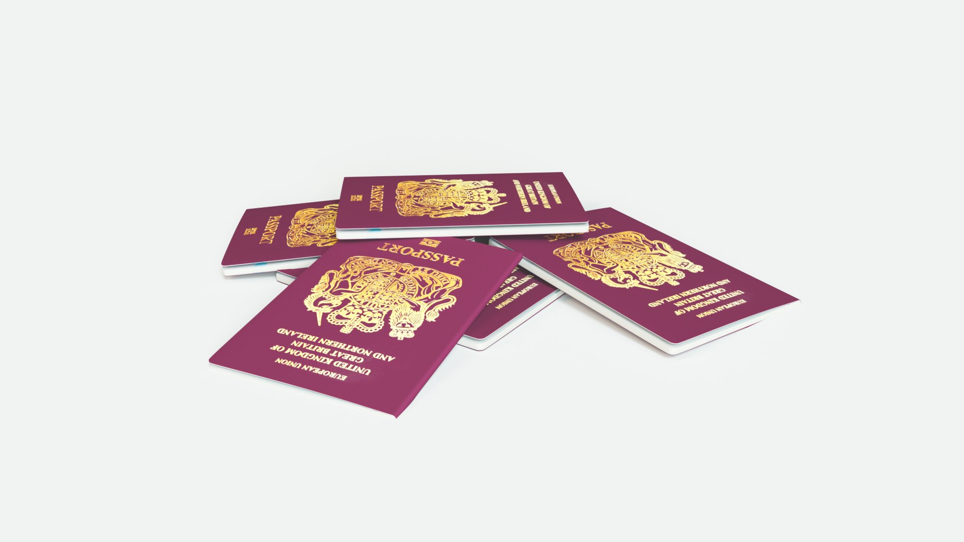Passport Stack 2 - UK Red - Simple drag and drop texture - 3D Assets 3D ...