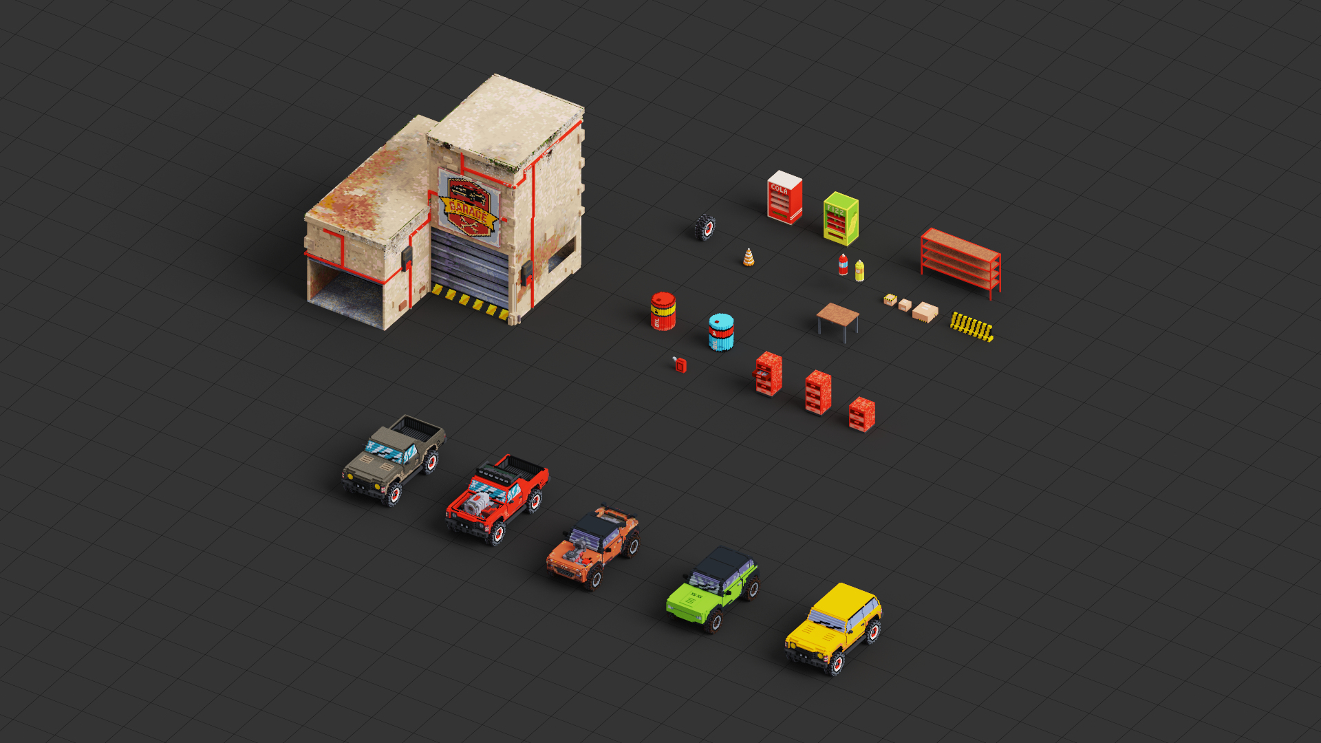 Voxel Art Car Prop Collection For Game Development Model - TurboSquid ...