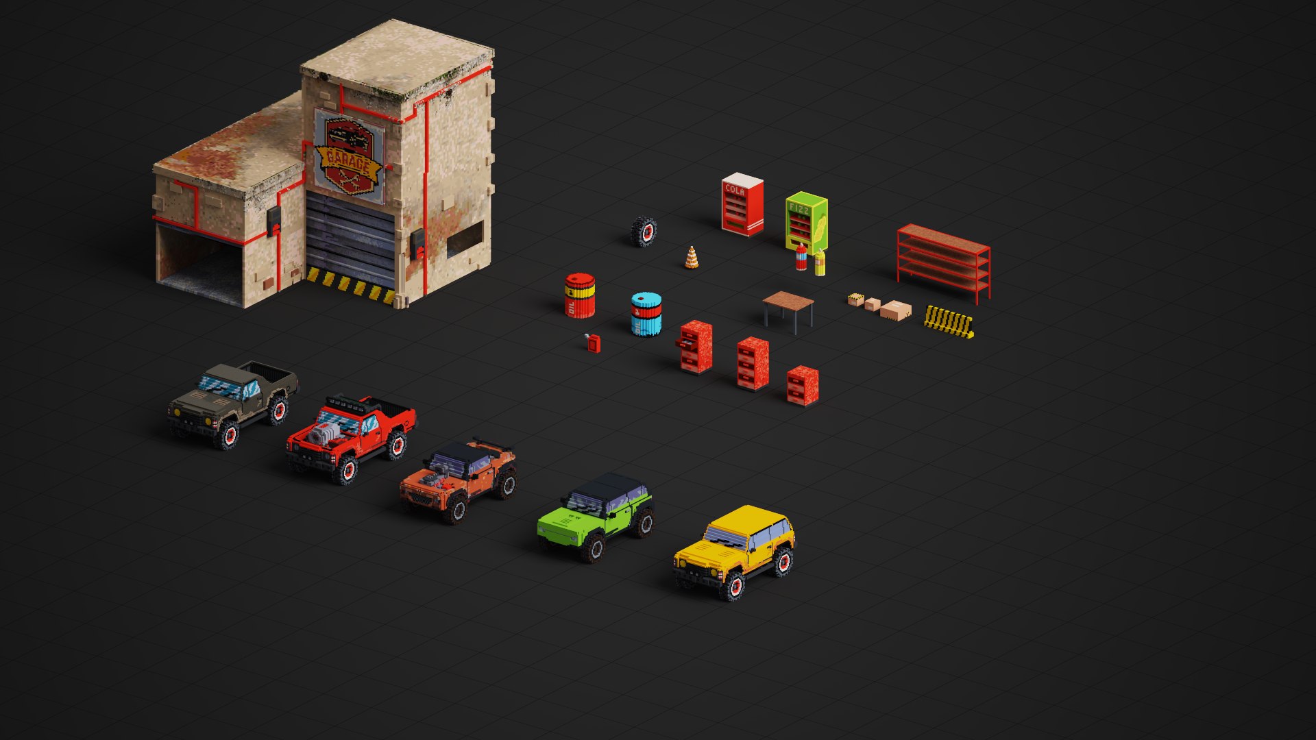 Voxel Art Car Prop Collection For Game Development Model - TurboSquid ...