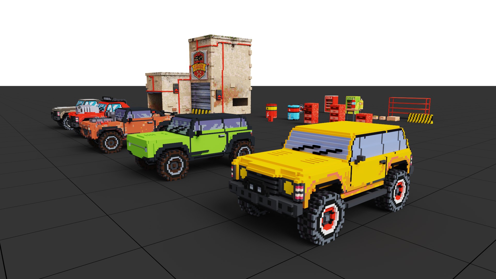 Voxel Art Car Prop Collection For Game Development Model - TurboSquid ...