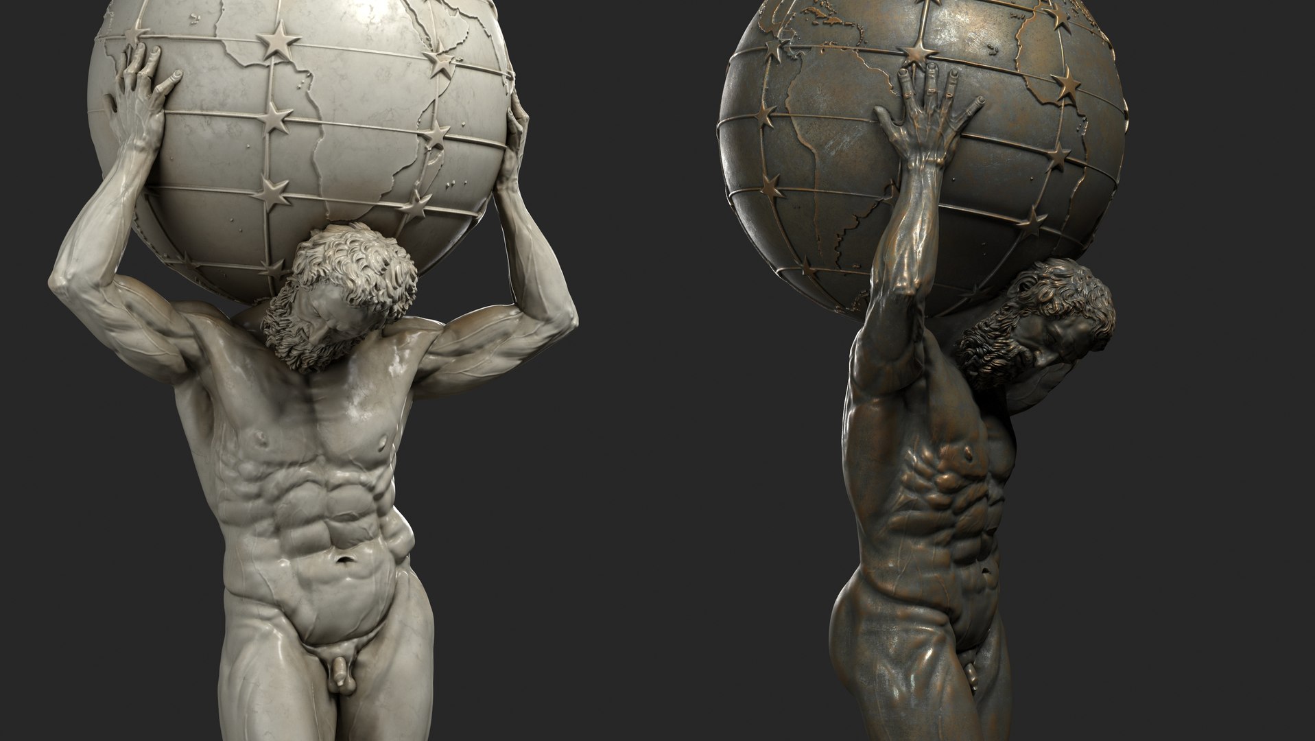 Atlas Statue Marble 3D - TurboSquid 1517686
