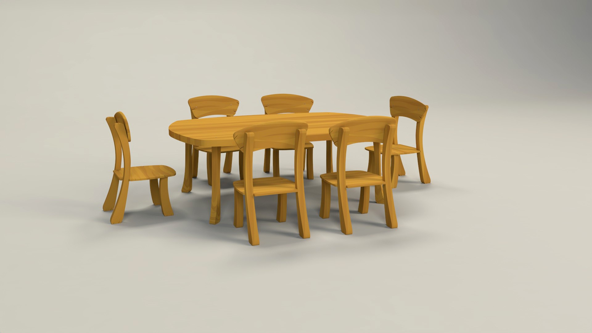 3D Cartoon Table And Chairs Polovinko - TurboSquid 1945242
