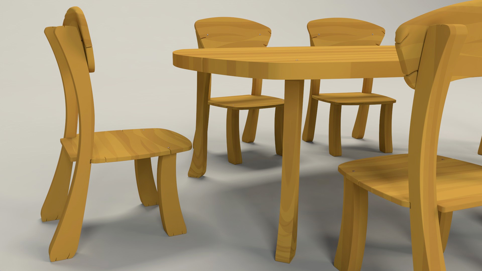 3D Cartoon Table And Chairs Polovinko - TurboSquid 1945242