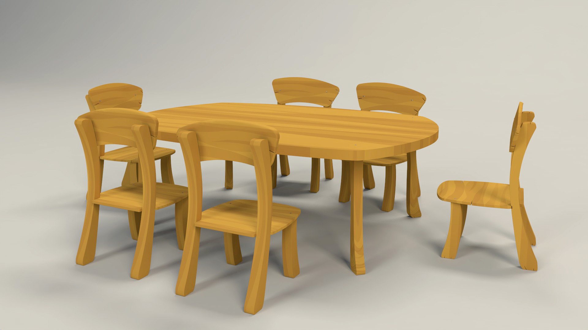 3D Cartoon Table And Chairs Polovinko - TurboSquid 1945242