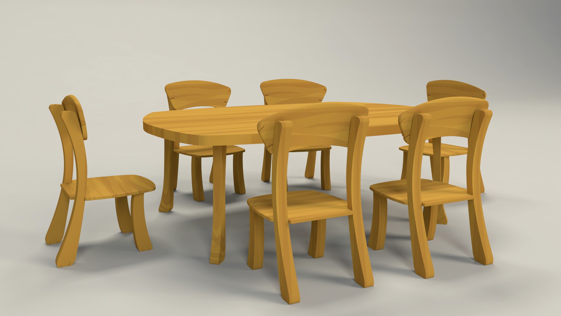 3D Cartoon Table And Chairs Polovinko - TurboSquid 1945242