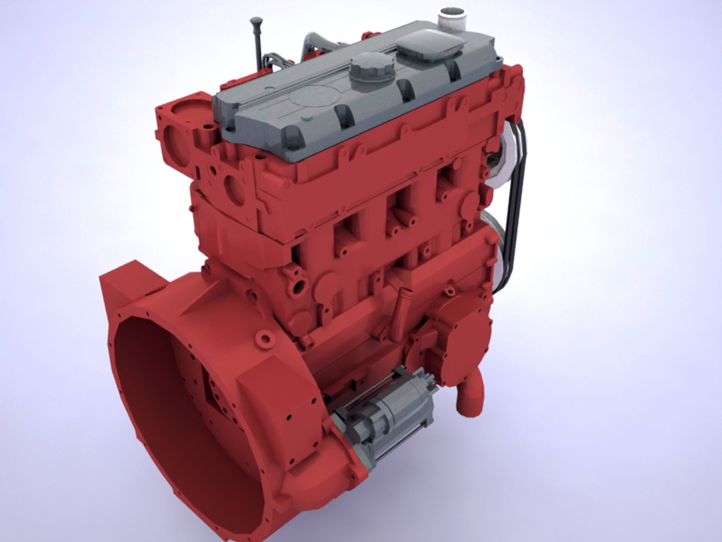 3d Model Of 8 Cylinder Engine Truck