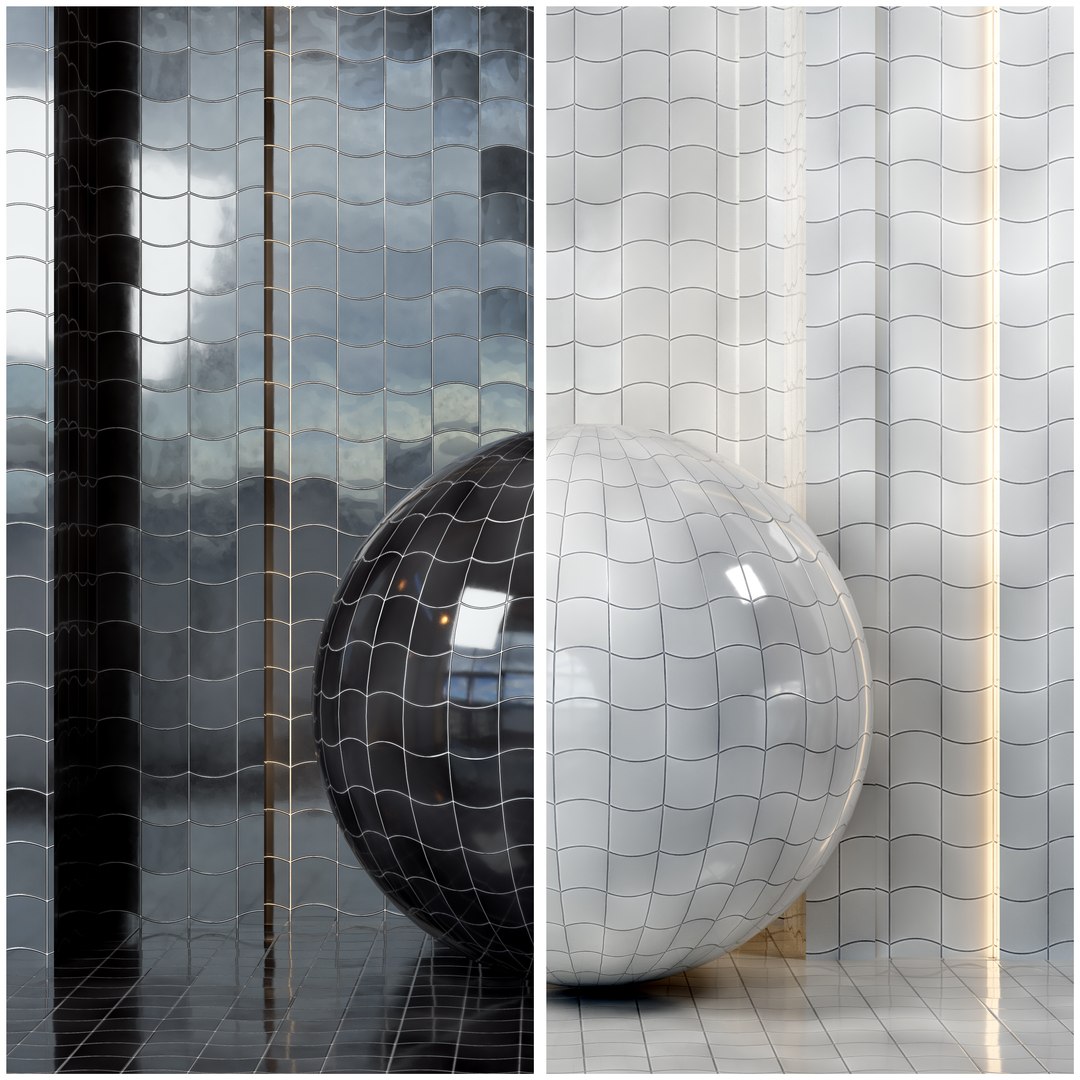 Equipe Wave Curved Tile Vol 4 - 4K Seamless PBR 9 Colors 3D - TurboSquid 2369269