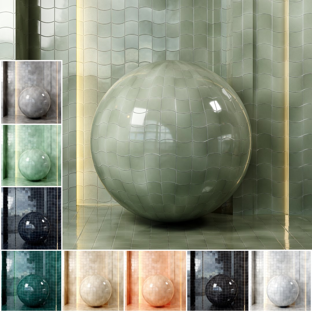 Equipe Wave Curved Tile Vol 4 - 4K Seamless PBR 9 Colors 3D - TurboSquid 2369269