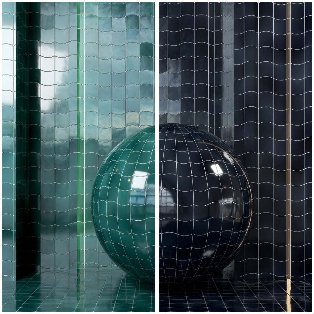 Equipe Wave Curved Tile Vol 4 - 4K Seamless PBR 9 Colors 3D - TurboSquid 2369269