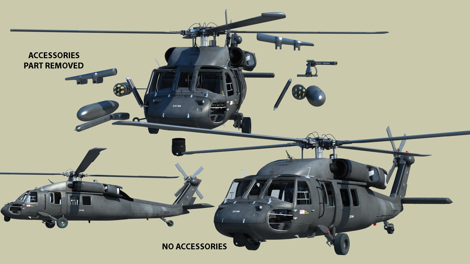 Realistic Uh 60 Black Hawk 3d Model