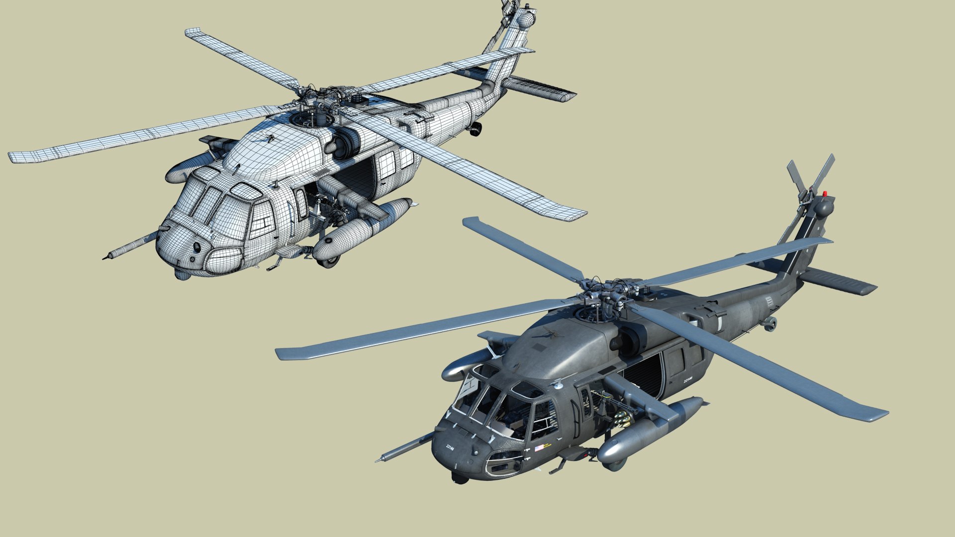 Realistic Uh 60 Black Hawk 3d Model