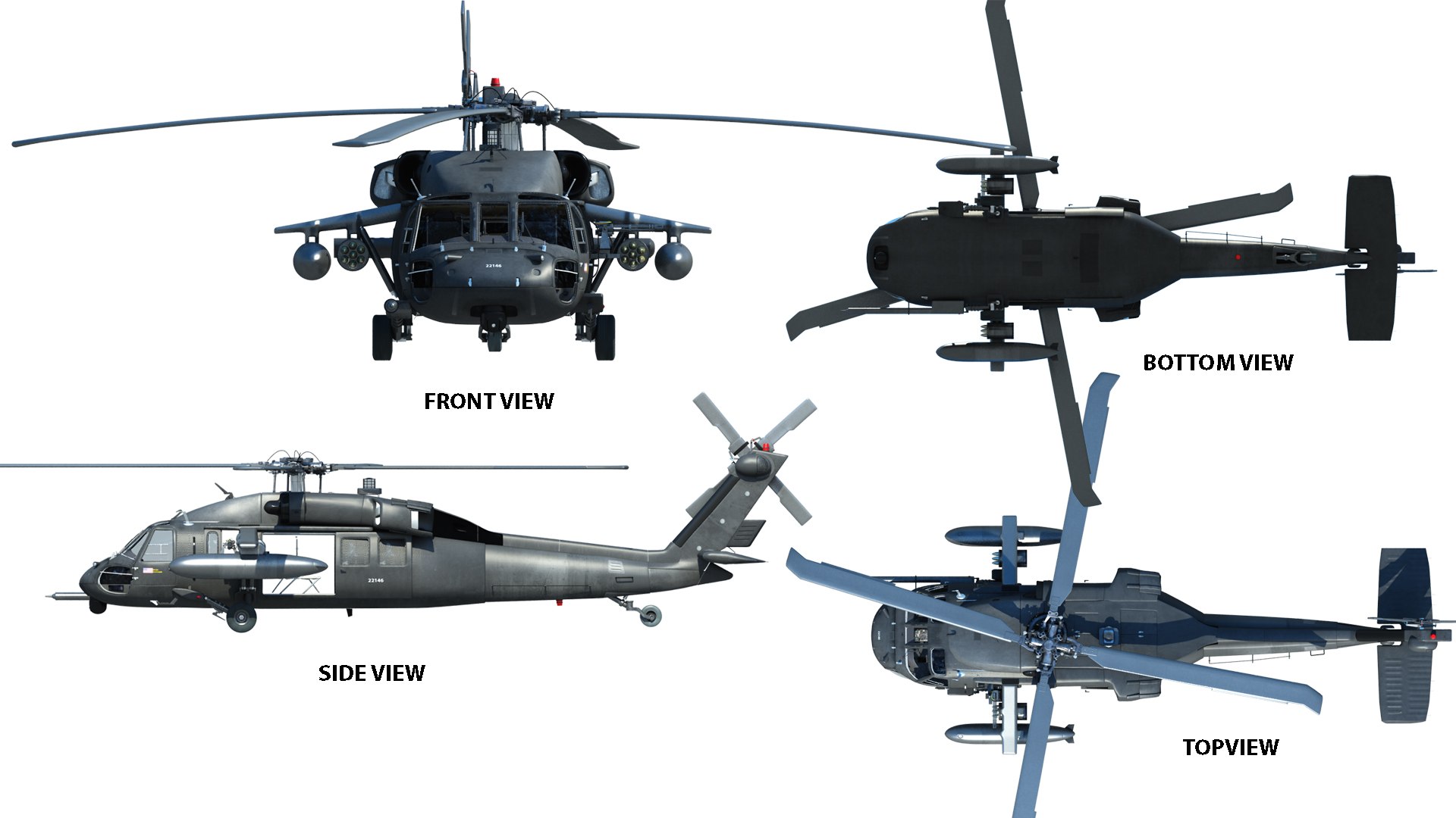 Realistic Uh 60 Black Hawk 3d Model