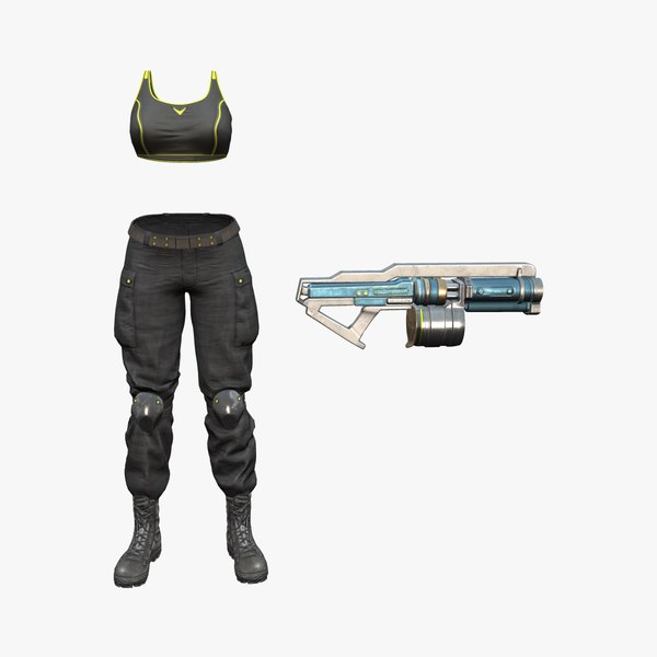 3D Futuristic Combat Outfit Set Boots Pants Gun Top model - TurboSquid ...